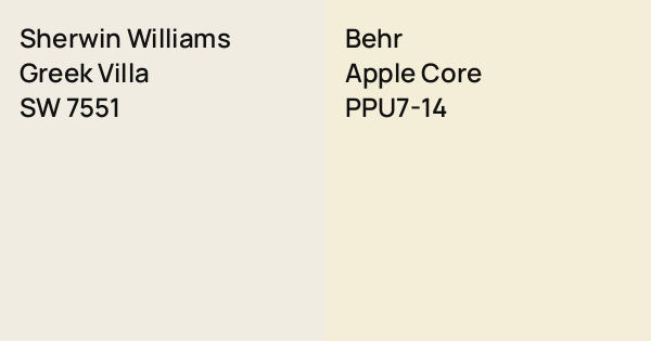 Sherwin Williams Greek Villa vs. Behr Apple Core comparison