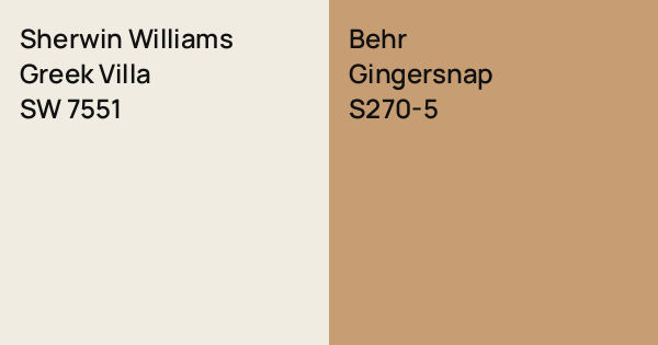 Sherwin Williams Greek Villa vs. Behr Gingersnap comparison