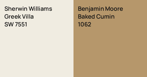 Sherwin Williams Greek Villa vs. Benjamin Moore Baked Cumin comparison