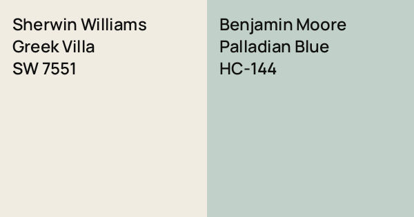 Sherwin Williams Greek Villa vs. Benjamin Moore Palladian Blue comparison