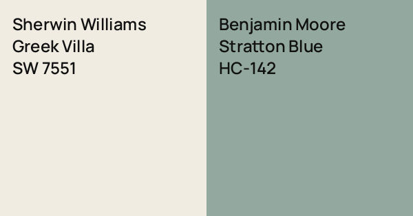 Sherwin Williams Greek Villa vs. Benjamin Moore Stratton Blue comparison