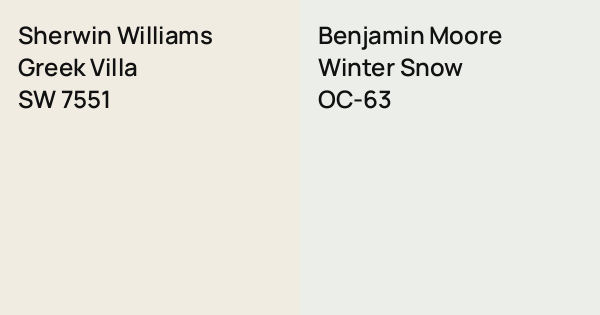 Sherwin Williams Greek Villa vs. Benjamin Moore Winter Snow comparison