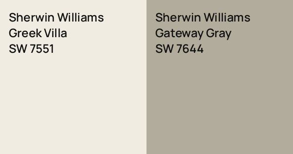Sherwin Williams Greek Villa vs. Sherwin Williams Gateway Gray comparison