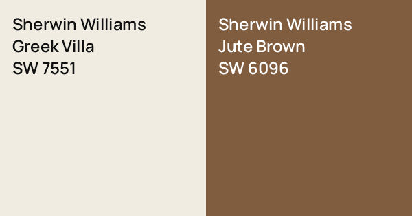 Sherwin Williams Greek Villa vs. Sherwin Williams Jute Brown comparison