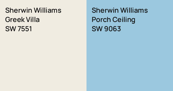 Sherwin Williams Greek Villa vs. Sherwin Williams Porch Ceiling comparison