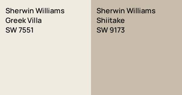 Sherwin Williams Greek Villa vs. Sherwin Williams Shiitake comparison