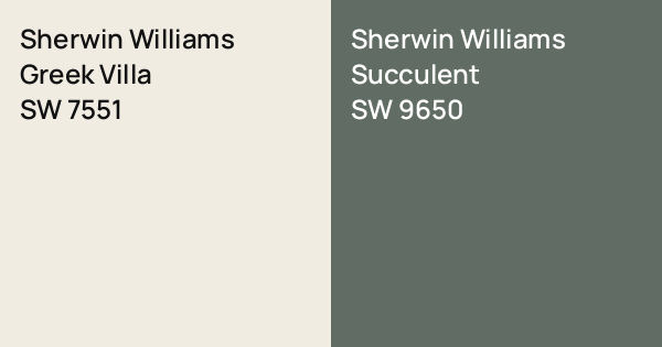 Sherwin Williams Greek Villa vs. Sherwin Williams Succulent comparison