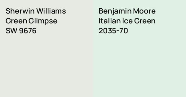 Sherwin Williams Green Glimpse vs. Benjamin Moore Italian Ice Green ...