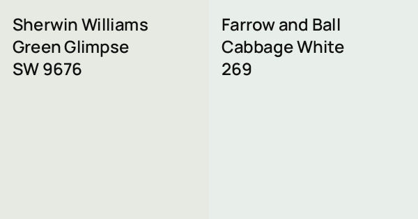 Sherwin Williams Green Glimpse vs. Farrow and Ball Cabbage White comparison