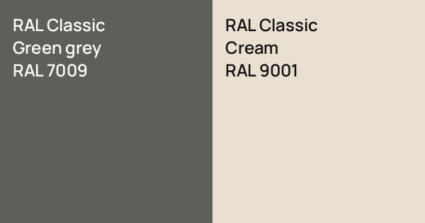 RAL Classic Green grey vs. RAL Classic Cream comparison