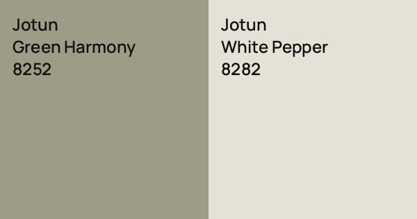 Jotun Green Harmony vs. Jotun White Pepper comparison