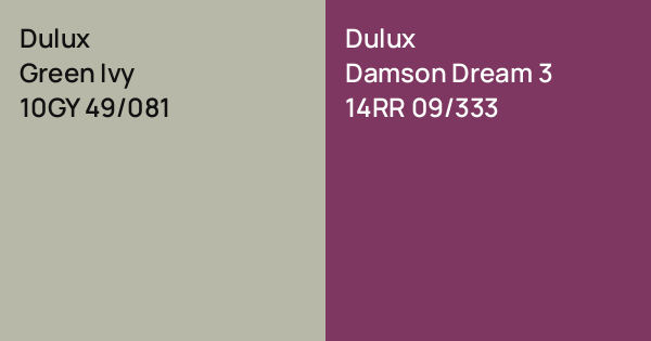 Dulux Green Ivy vs. Dulux Damson Dream 3 comparison
