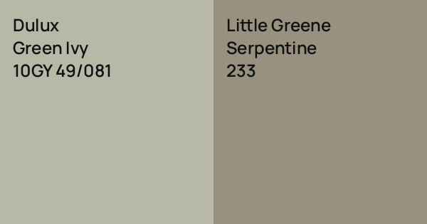 Dulux Green Ivy vs. Little Greene Serpentine comparison