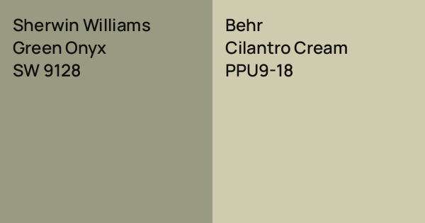 Sherwin Williams Green Onyx vs. Behr Cilantro Cream comparison