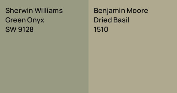 Sherwin Williams Green Onyx vs. Benjamin Moore Dried Basil comparison