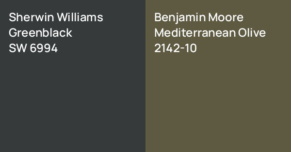Sherwin Williams Greenblack vs. Benjamin Moore Mediterranean Olive ...