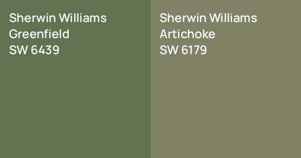 Sherwin Williams Greenfield vs. Sherwin Williams Artichoke comparison