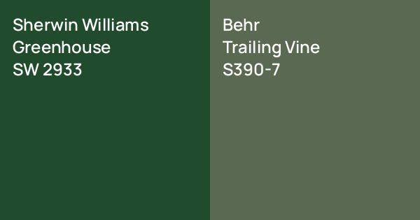 Sherwin Williams Greenhouse vs. Behr Trailing Vine comparison