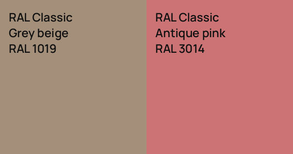 RAL Classic Grey beige vs. RAL Classic Antique pink comparison