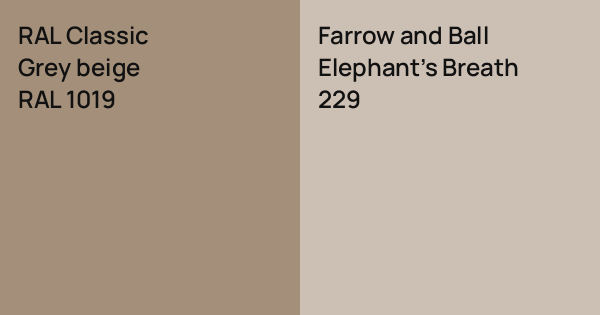 RAL Classic Grey beige vs. Farrow and Ball Elephant's Breath comparison