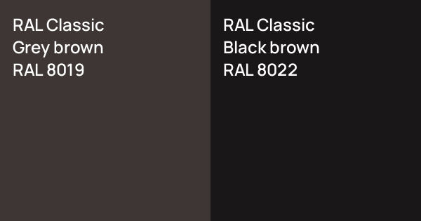 RAL Classic Grey brown vs. RAL Classic Black brown comparison