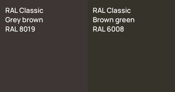 RAL Classic Grey brown vs. RAL Classic Brown green comparison
