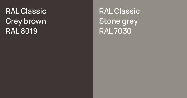 RAL Classic Grey brown vs. RAL Classic Stone grey comparison
