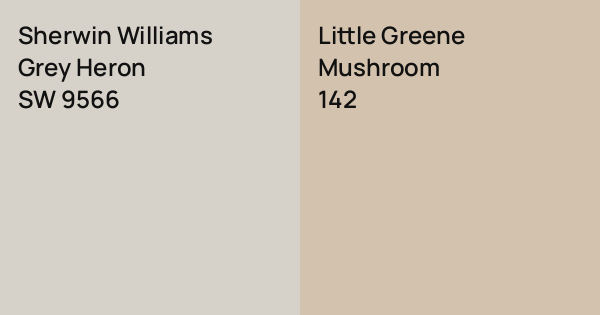 Sherwin Williams Grey Heron vs. Little Greene Mushroom comparison