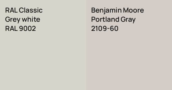 RAL Classic Grey white vs. Benjamin Moore Portland Gray comparison