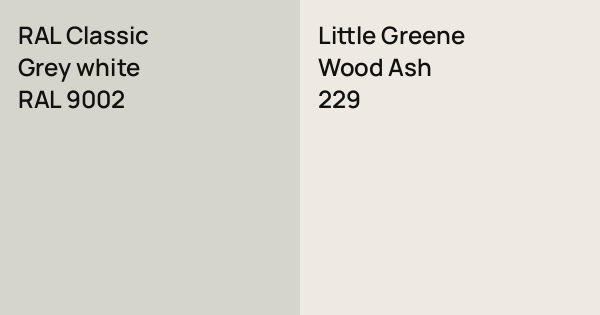 RAL Classic Grey white vs. Little Greene Wood Ash comparison