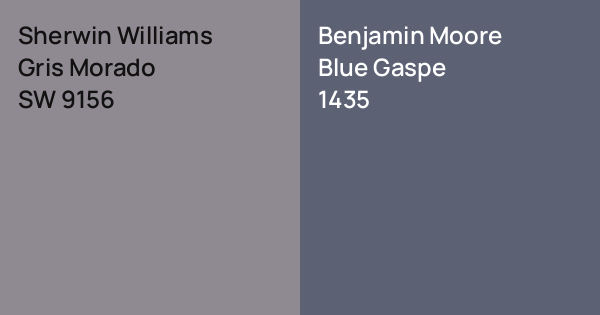Sherwin Williams Gris Morado vs. Benjamin Moore Blue Gaspe comparison