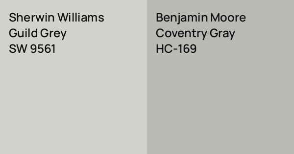 Sherwin Williams Guild Grey vs. Benjamin Moore Coventry Gray comparison