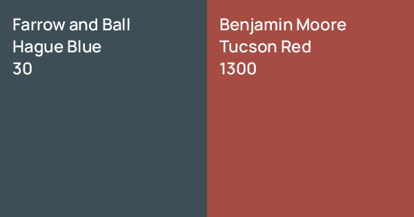 Farrow and Ball Hague Blue vs. Benjamin Moore Tucson Red comparison