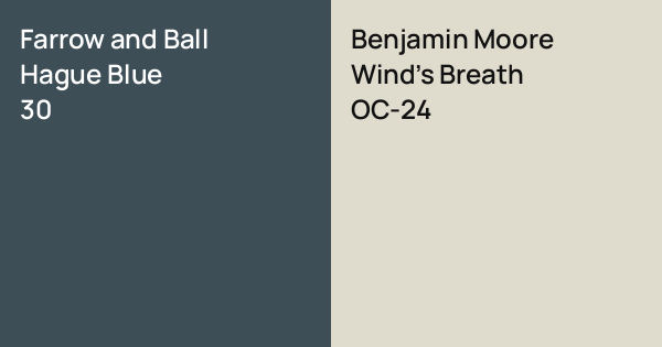 Farrow and Ball Hague Blue vs. Benjamin Moore Wind's Breath comparison