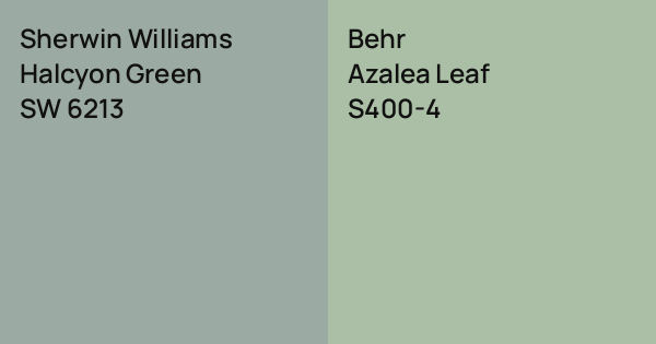 Sherwin Williams Halcyon Green vs. Behr Azalea Leaf comparison