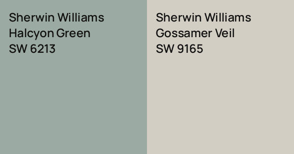 Sherwin Williams Halcyon Green vs. Sherwin Williams Gossamer Veil ...