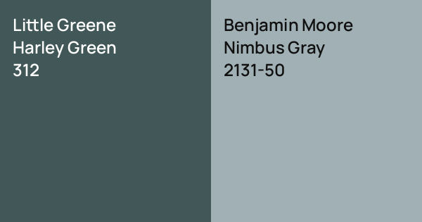 Little Greene Harley Green vs. Benjamin Moore Nimbus Gray comparison