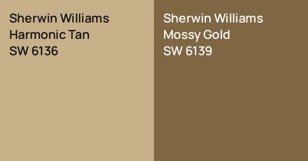 Sherwin Williams Harmonic Tan vs. Sherwin Williams Mossy Gold comparison