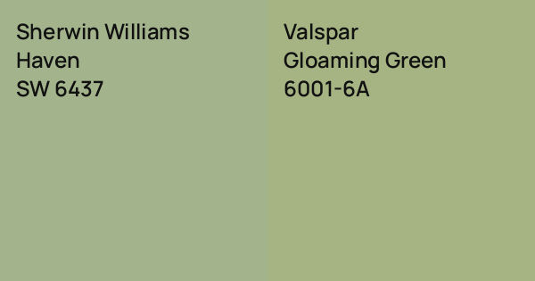 Sherwin Williams Haven vs. Valspar Gloaming Green comparison