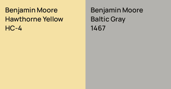 Benjamin Moore Hawthorne Yellow vs. Benjamin Moore Baltic Gray comparison