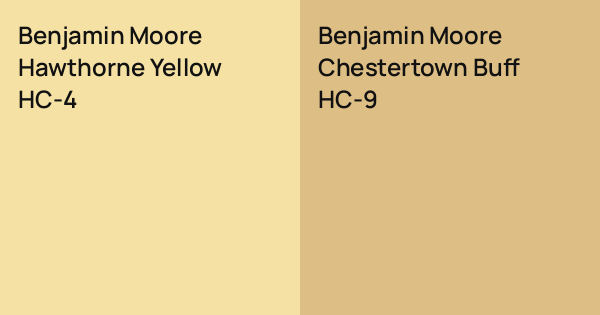 Benjamin Moore Hawthorne Yellow vs. Benjamin Moore Chestertown Buff ...