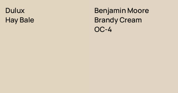 Dulux Hay Bale vs. Benjamin Moore Brandy Cream comparison