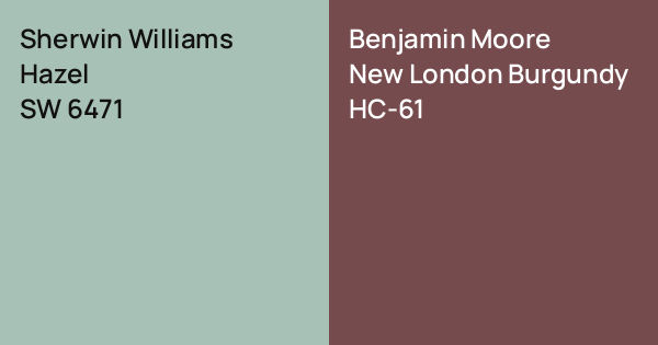 Sherwin Williams Hazel vs. Benjamin Moore New London Burgundy comparison