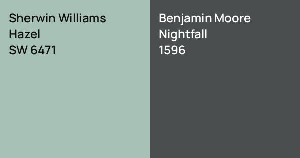 Sherwin Williams Hazel vs. Benjamin Moore Nightfall comparison