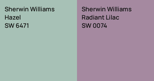 Sherwin Williams Hazel vs. Sherwin Williams Radiant Lilac comparison