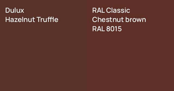 Dulux Hazelnut Truffle vs. RAL Classic Chestnut brown comparison