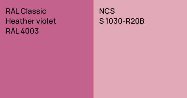 RAL Classic Heather violet vs. NCS S 1030-R20B comparison