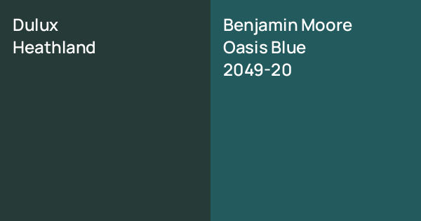 Dulux Heathland vs. Benjamin Moore Oasis Blue comparison