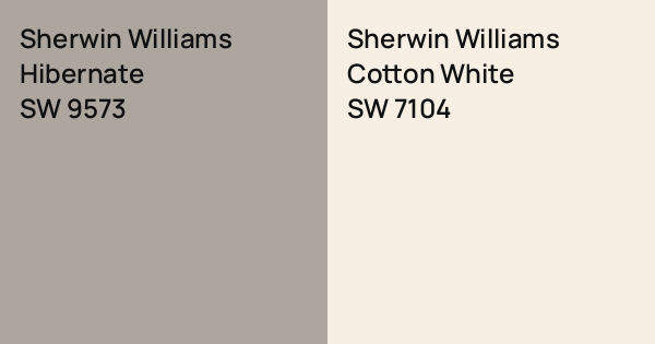 Sherwin Williams Hibernate vs. Sherwin Williams Cotton White comparison
