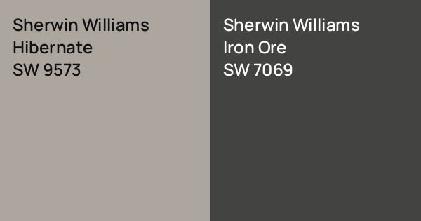 Sherwin Williams Hibernate vs. Sherwin Williams Iron Ore comparison